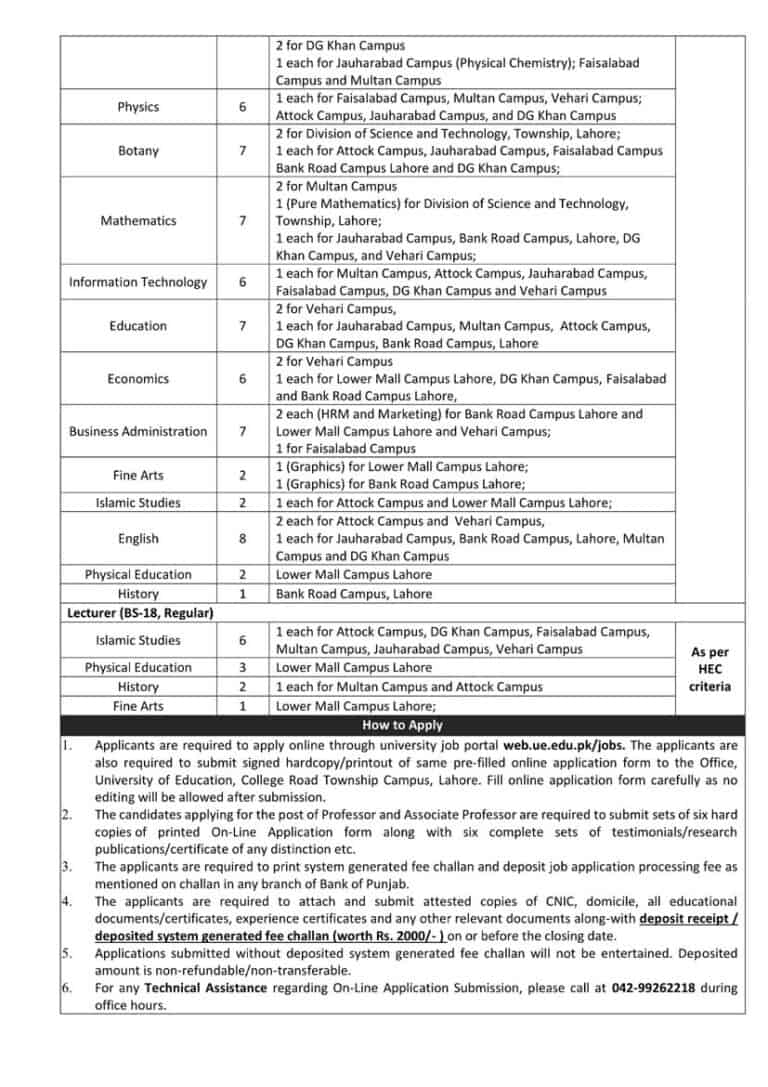 University Of Education UE Teaching Jobs 2021 Announced