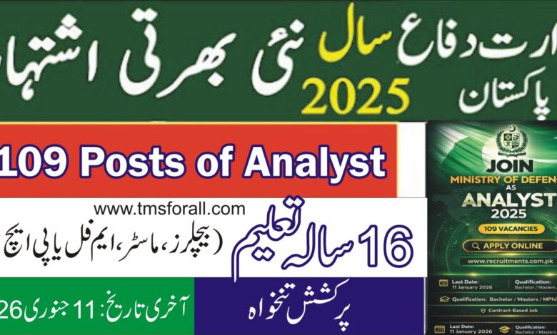 Join Ministry Of Defence As Analyst 2025 | Online Apply